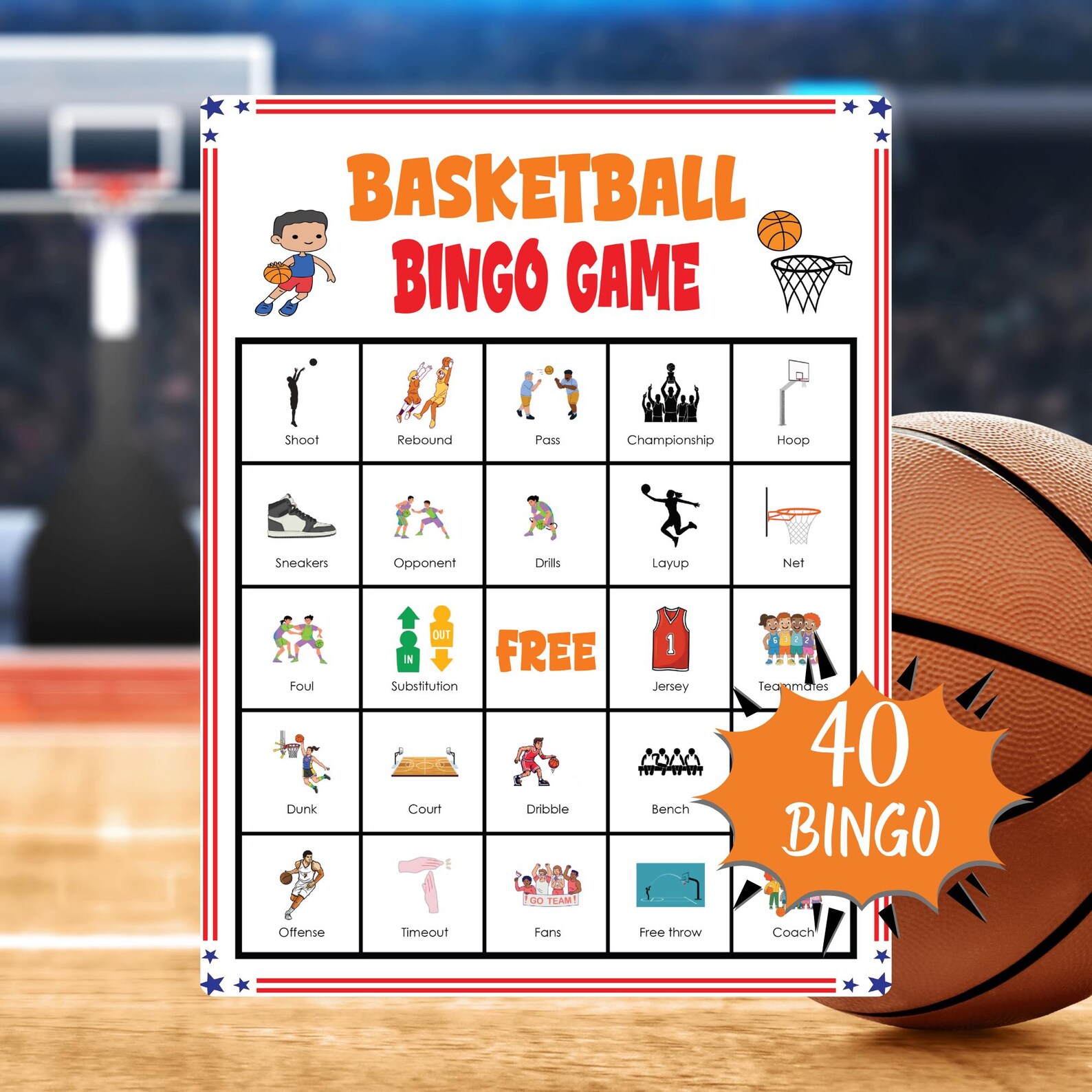 Basketball Bingo Game | Fun Sports Activity for Kids, Classroom, and ...
