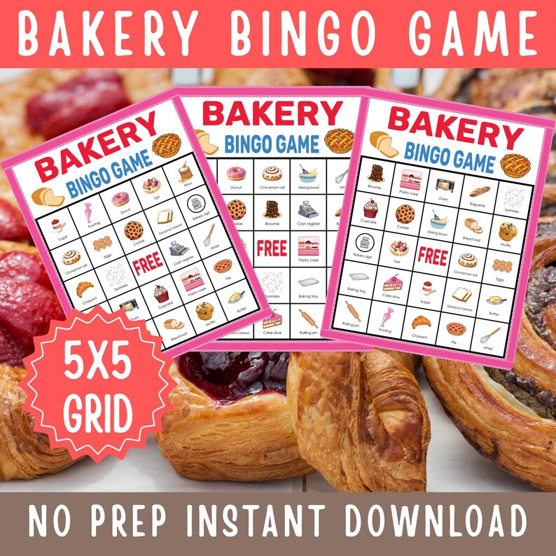 Bakery Bingo Game Printable Baking Food Activity for Kids Classroom ...