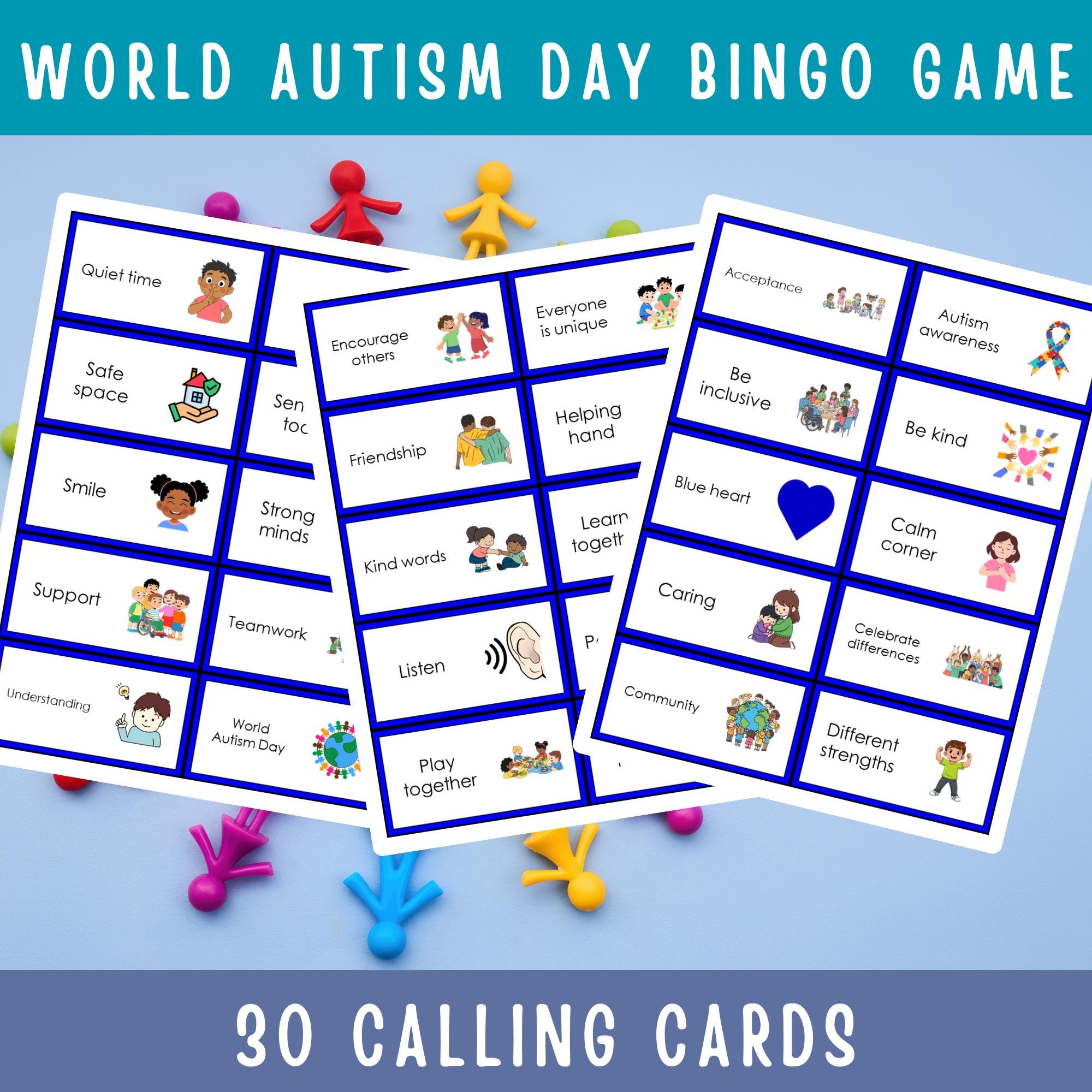 World Autism Awareness Day Bingo Game Printable Inclusion and Kindness ...