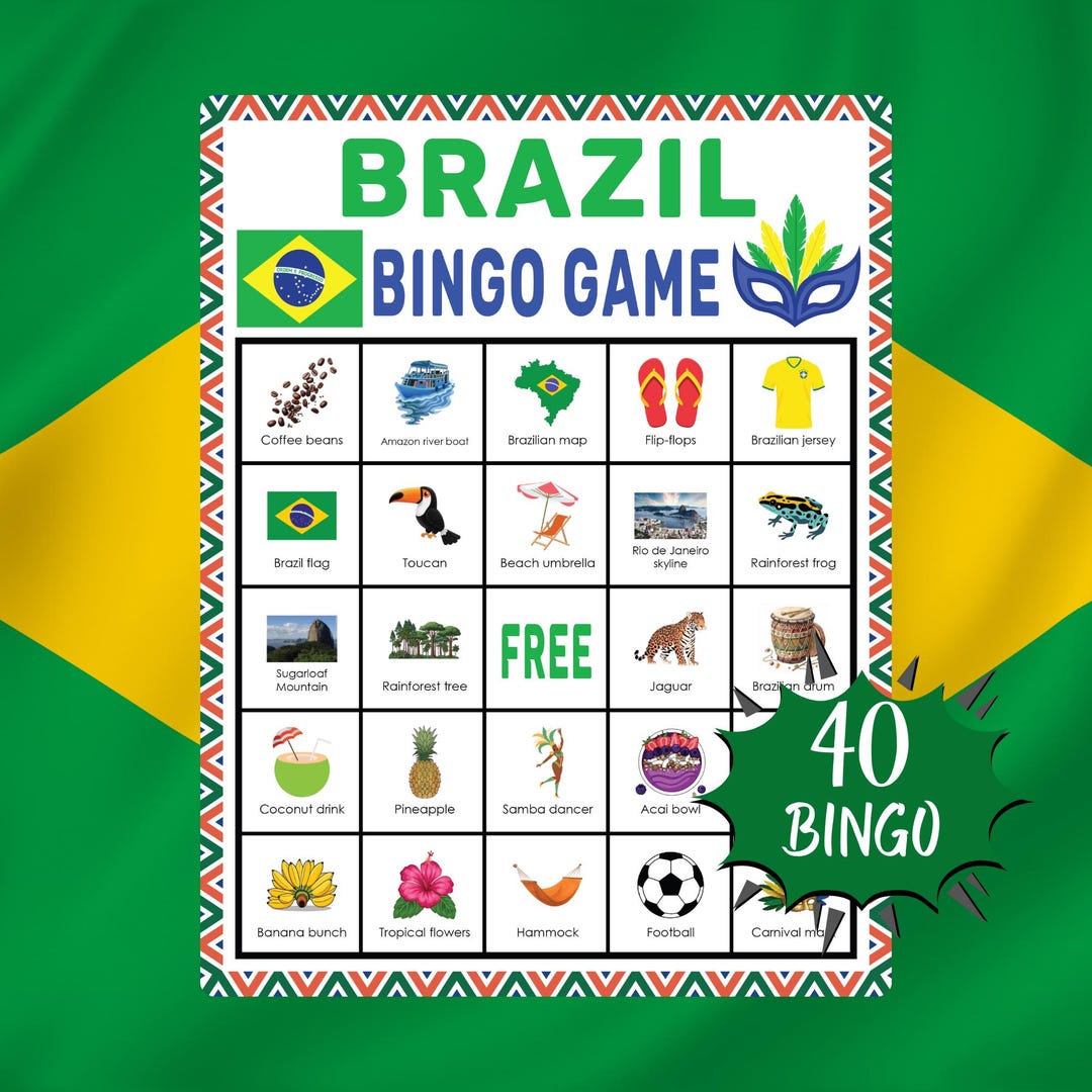 Brazil Bingo Game | Printable Brazil Landmarks Culture Animals ...