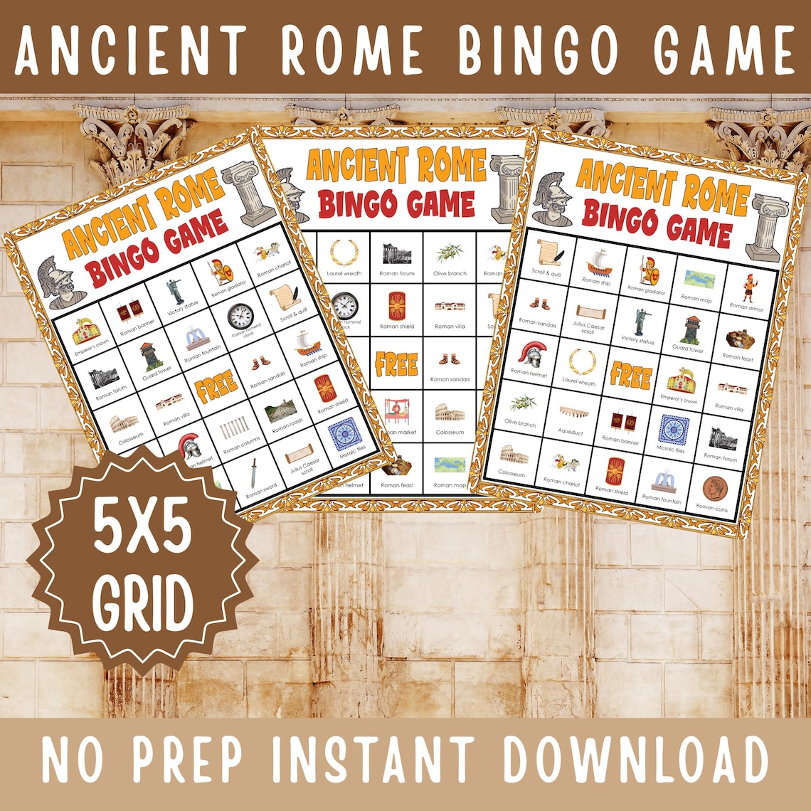 Ancient Rome Bingo Game | Roman Civilization Printable for Kids ...