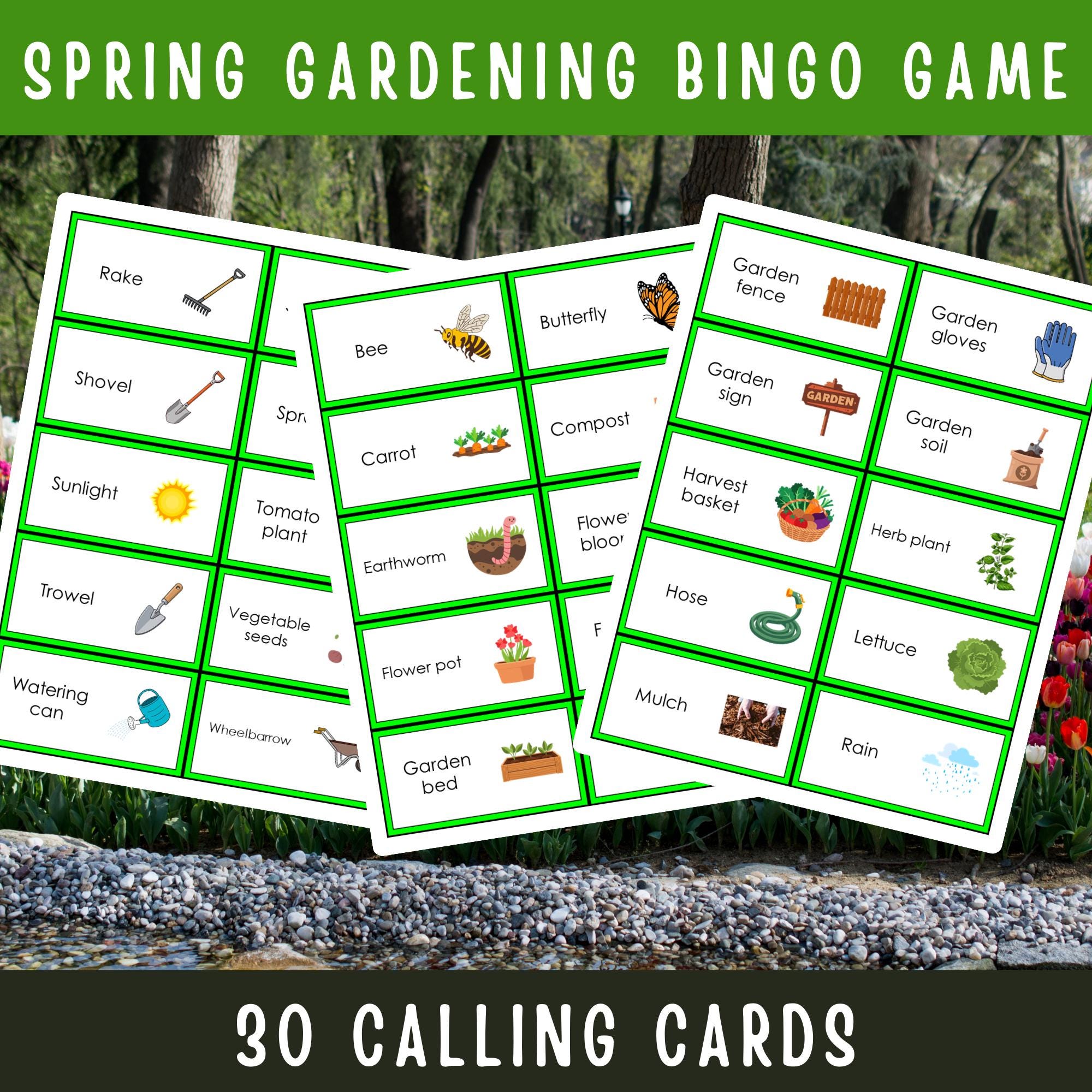 Spring Gardening Bingo Game Printable Nature Activity for Kids ...