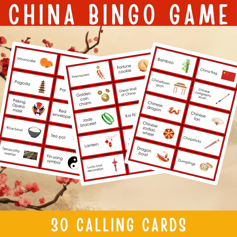 China Bingo Game | Chinese Culture Printable Activity for Kids ...