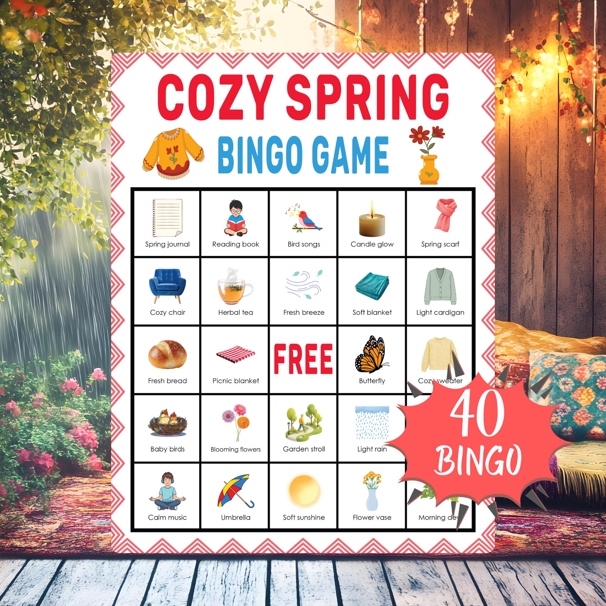 Cozy Spring Bingo Game Printable Seasonal Activity for Kids Classroom ...