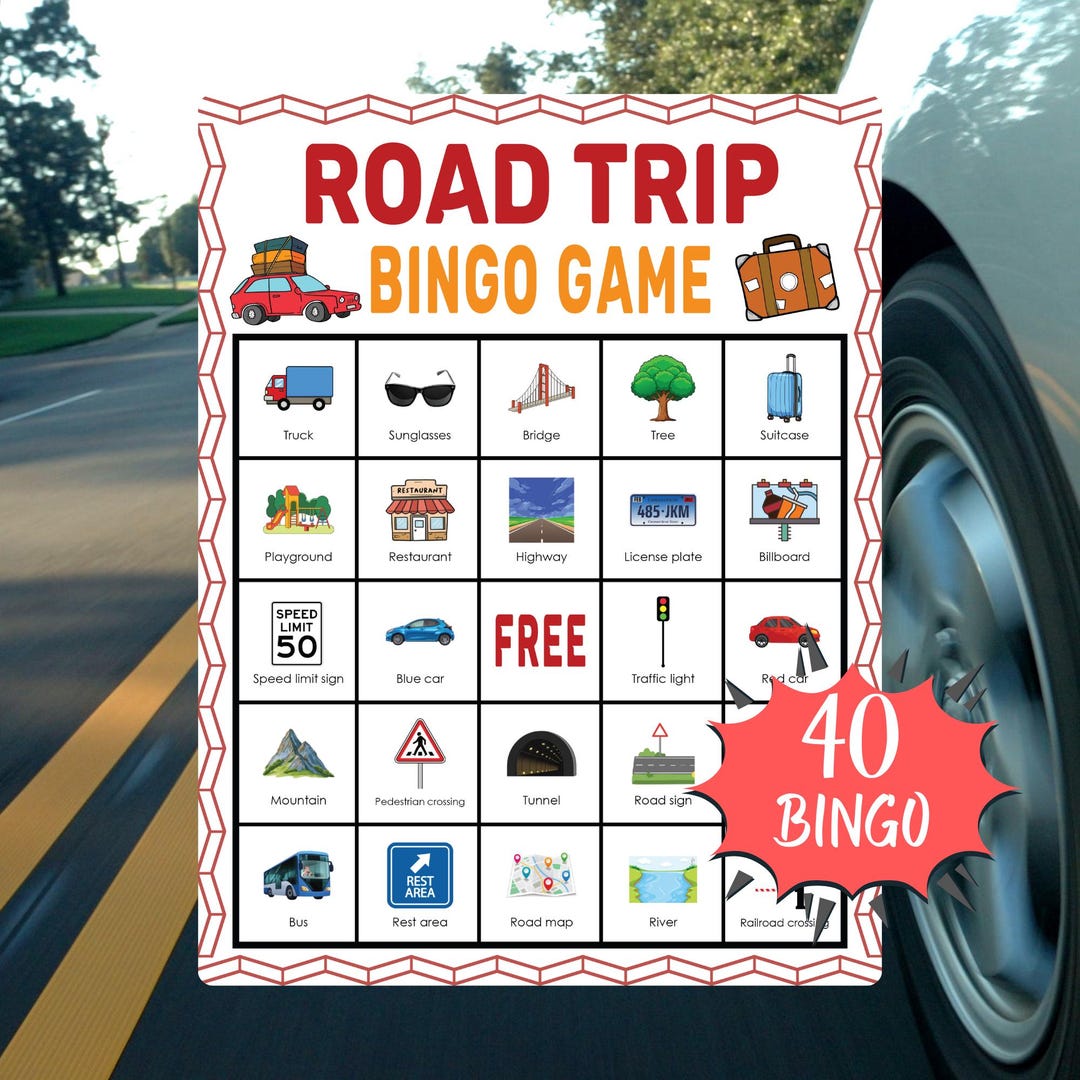 Road Trip Bingo Game Printable Travel Activity for Kids Family Car ...