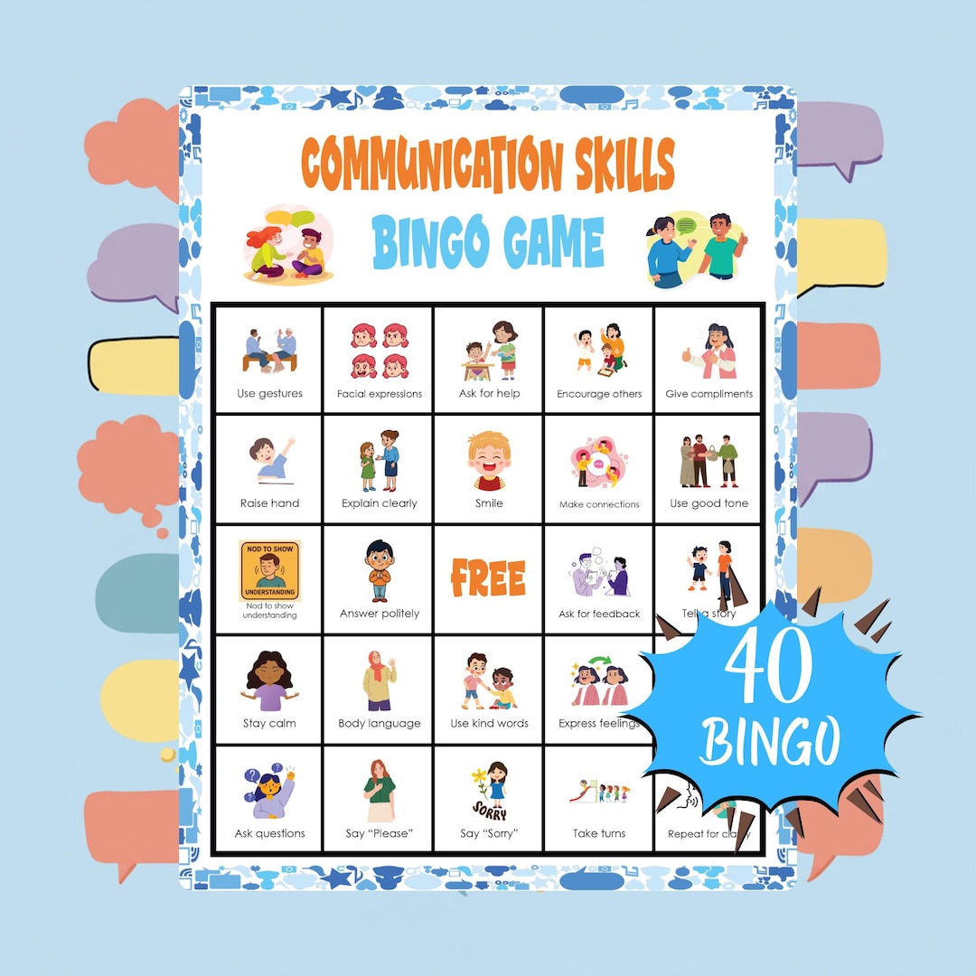 Communication Skills Bingo Game | Social Skills Printable Activity for ...