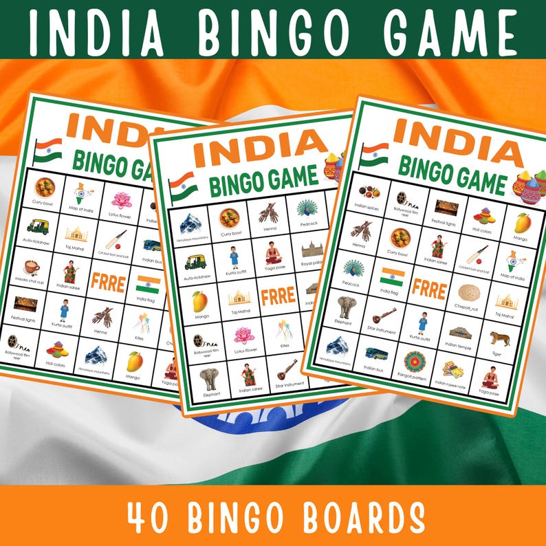 India Bingo Game | Cultural Symbols Printable Activity for Kids ...