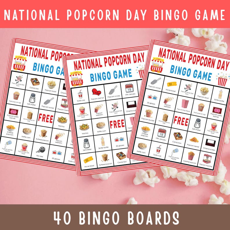 National Popcorn Day Bingo Game | Fun Printable Popcorn Activity for ...