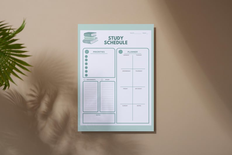 Printable Student Study Planner: Homework & Exam Tracker (digital PDF ...