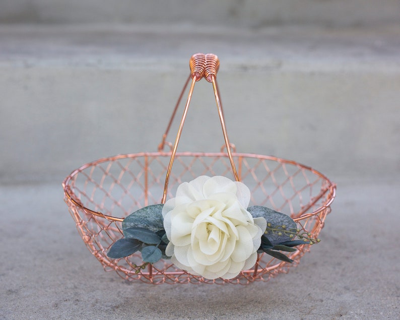 Rose Gold Flower Girl Basket Copper Metal Wedding Basket | Etsy