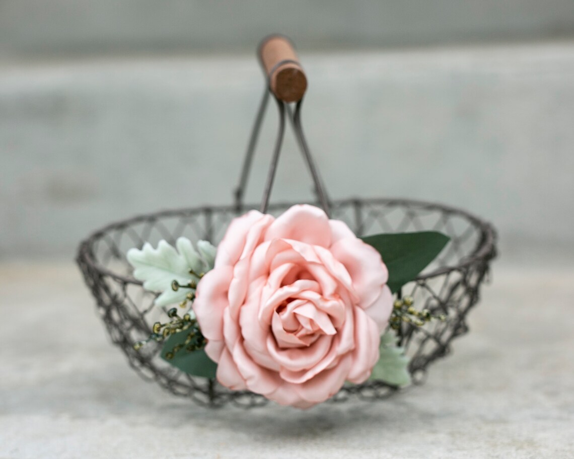 Set di cestini per matrimonio e cuscini per fedi color rosa: cestino ...