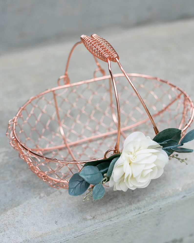 Rose Gold Flower Girl Basket Copper Metal Wedding Basket - Etsy