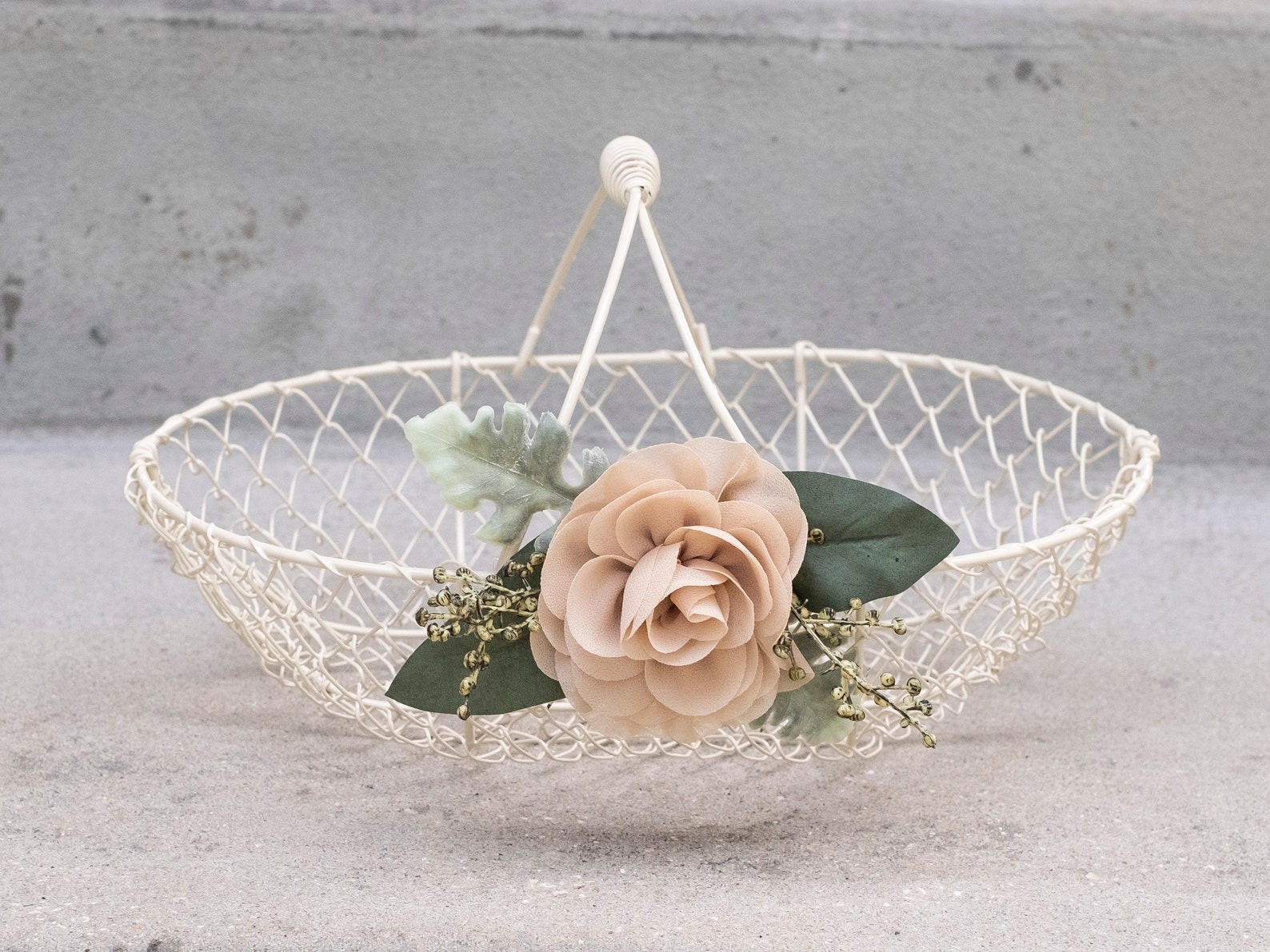 Rustic Flower Girl Basket Small Flower Girl Gift Rustic Wire Basket ...