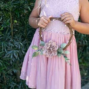 Rustic Flower Girl Hoop: Boho Wedding Decor, Flower Basket Alternative ...