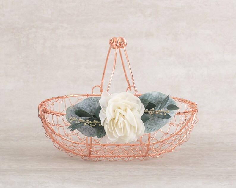 Rose Gold Flower Girl Basket Copper Metal Wedding Basket | Etsy