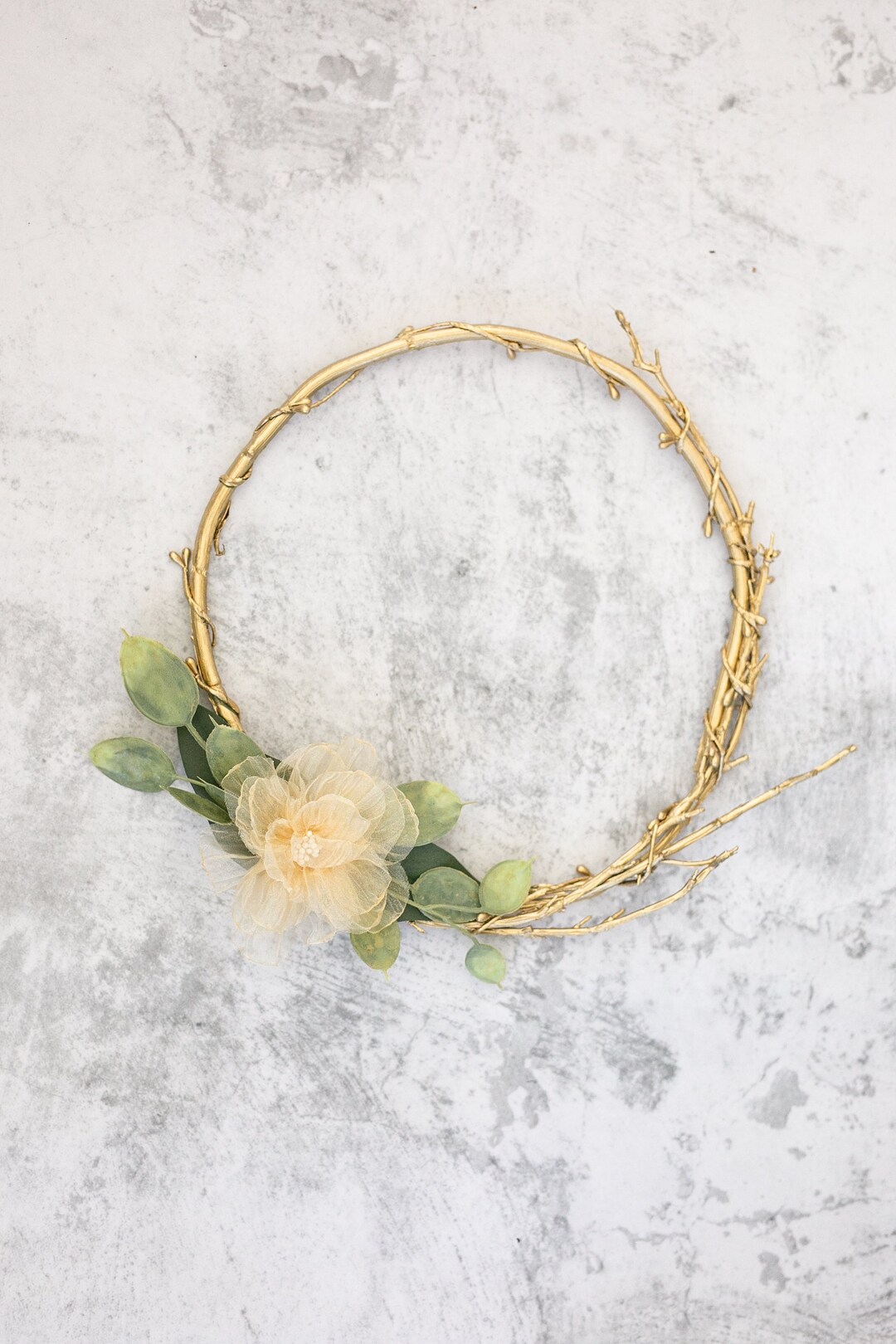 Gold Flower Girl Hoop Flower Basket Alternative Boho Glam Flower Girl ...