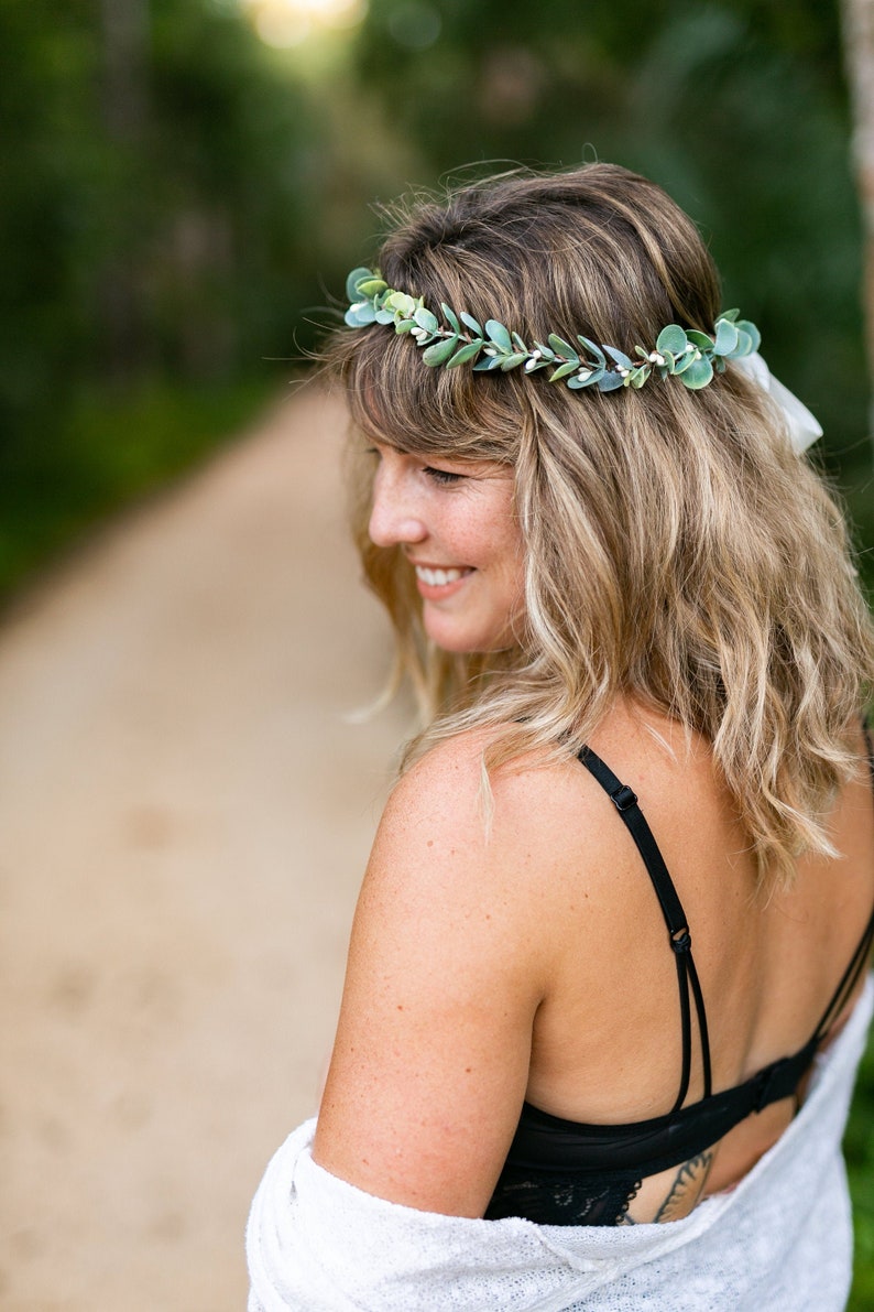 Green Flower Crown Boho Leaf Crown Green Leaf Bridal Crown - Etsy
