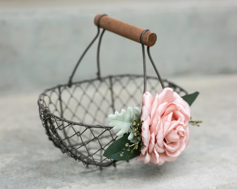 Set di cestini per matrimonio e cuscini per fedi color rosa: cestino ...