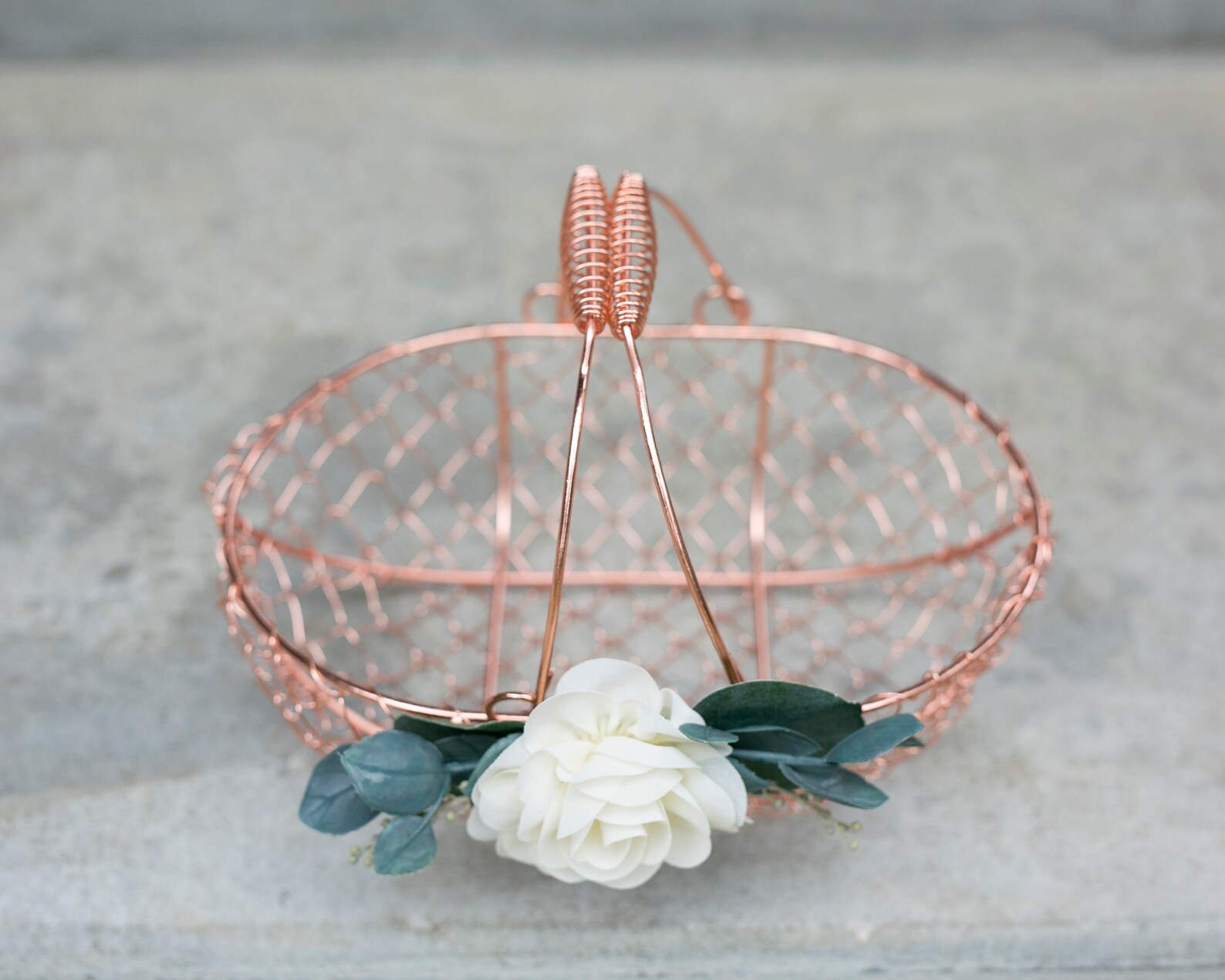 Rose Gold Flower Girl Basket Copper Metal Wedding Basket - Etsy