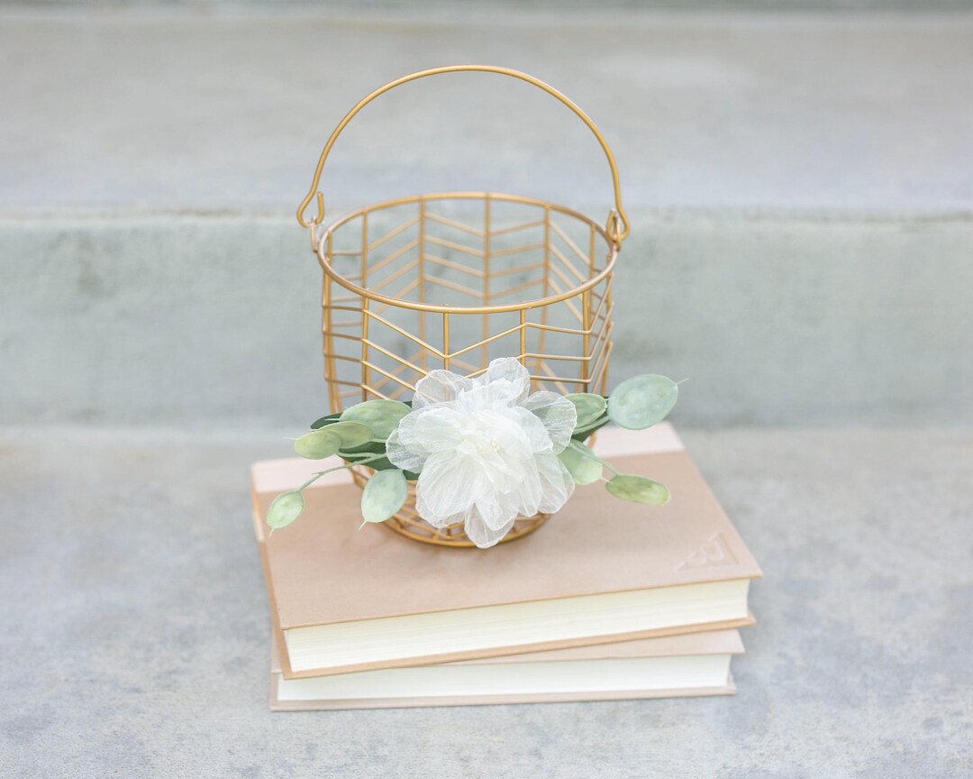Champagne Gold Metallic Flower Girl Basket | Golden Wedding or Gift ...
