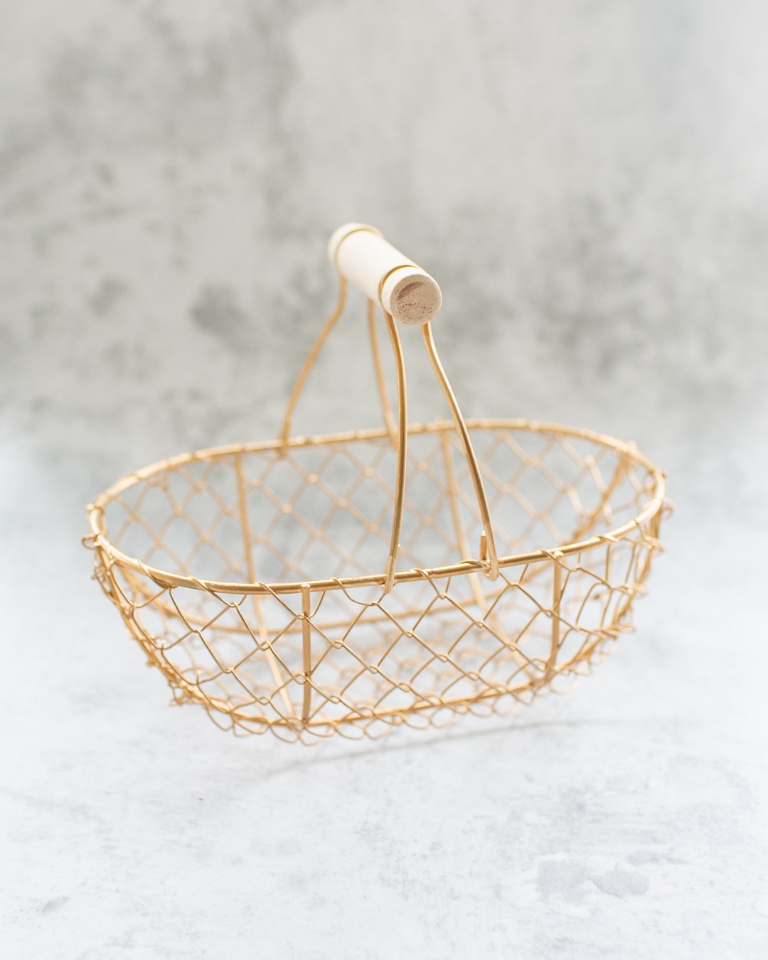 SALE/IMPERFECT • Small Gold Flower Girl Basket | Petite Metal Basket ...
