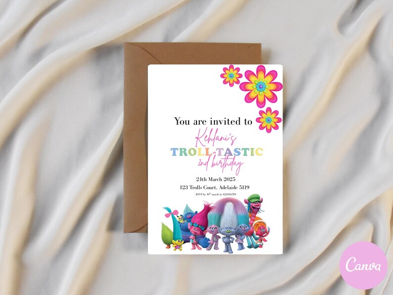 Trolls Birthday Invitation Template (digital Download) - Etsy
