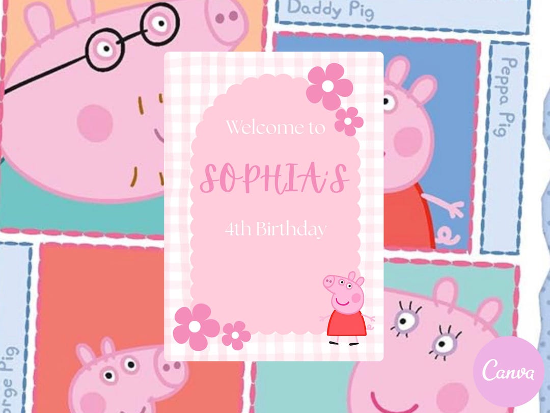 Peppa Pig Welcome Sign Template (digital Download) - Etsy