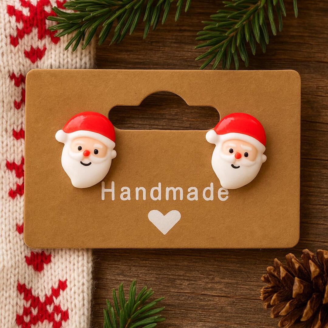 Santa Studs- Plastic Posts for Sensitive Ears - Etsy