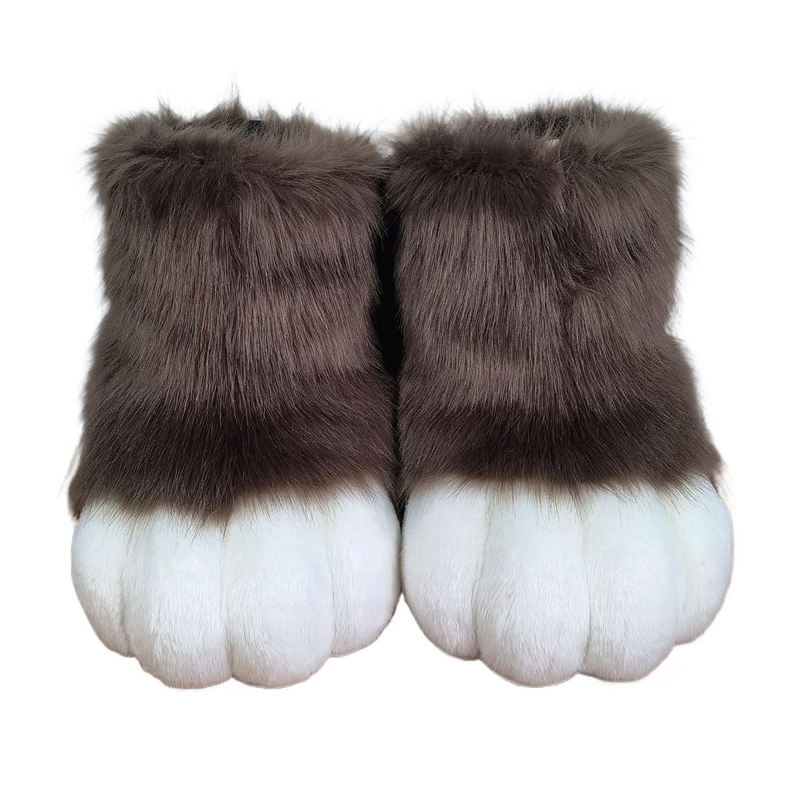 2PCS Furry Cosplay Hand and Feet Paws, Dark Brown Furrysuit Gloves and ...