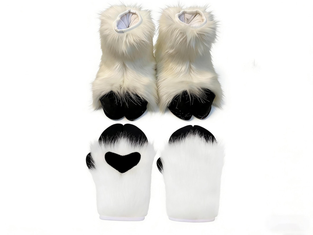 2PCS Fursuit Black Hooves Paws and Feet Set Cosplay Furry Sheep Gloves ...