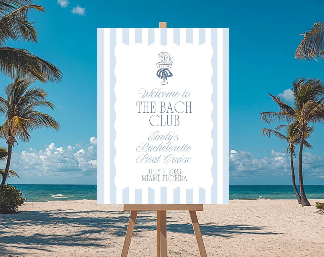 The Bach Club Welcome Sign Coastal Bachelorette Welcome Signage Canva ...