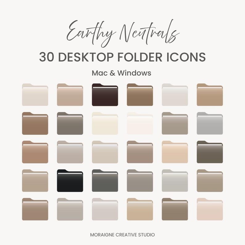 Earthy Neutral Folder Icons: Beige Taupe Warm Gray Desktop (PNG ICO ...