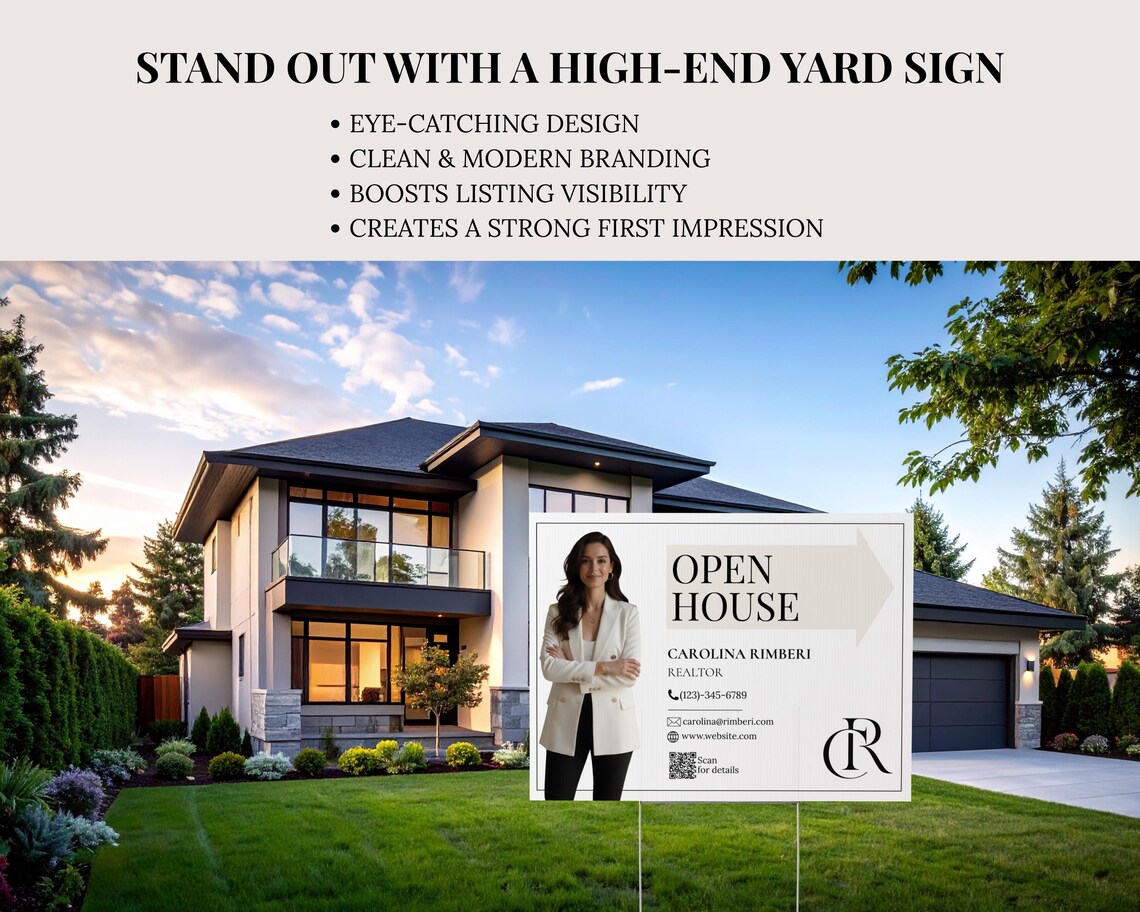 Realtor Open House Yard Sign Template, Editable in Canva (24x18 Inches ...