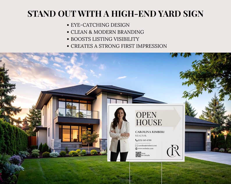 Realtor Open House Yard Sign Template, Editable in Canva (24x18 Inches ...
