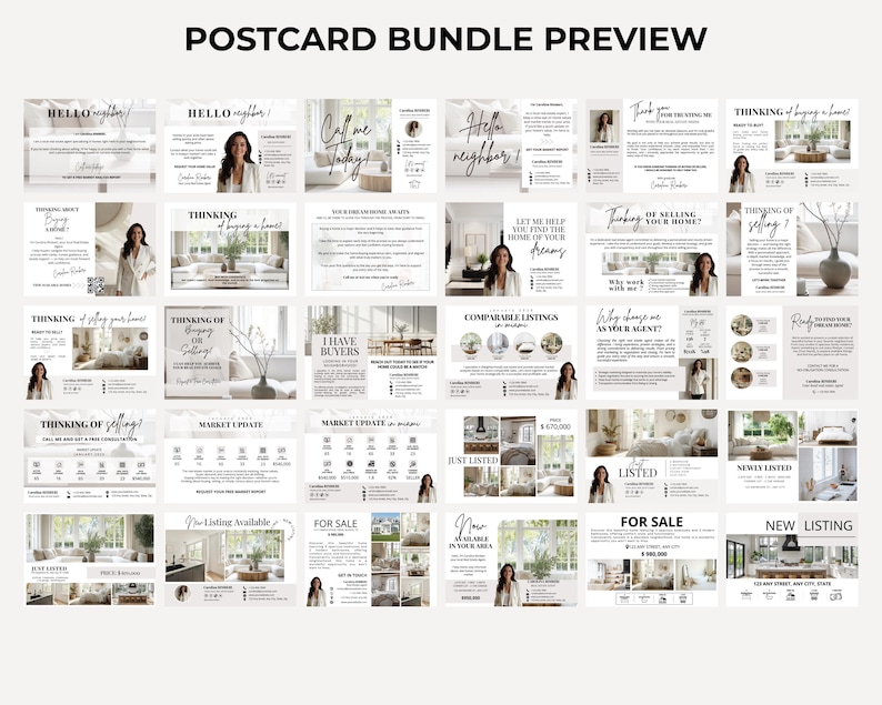 Real Estate Postcard Templates Bundle, Realtor Marketing Canva Editable ...