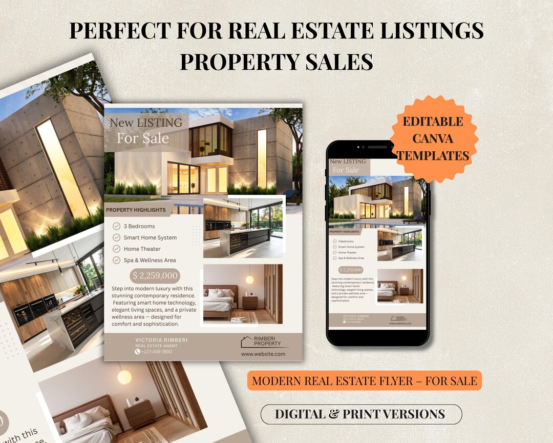 Real Estate Introduction Flyer Template, Editable Canva Realtor ...