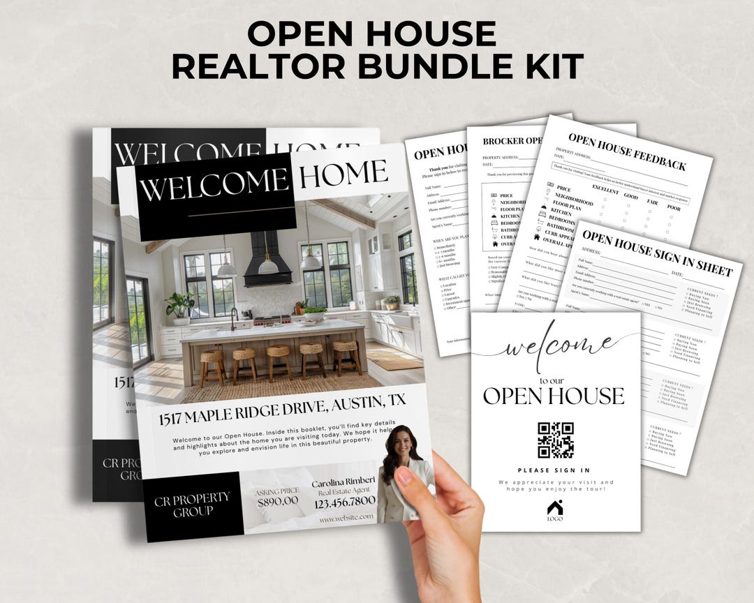 Realtor Open House Bundle Kit, Canva Editable Marketing Templates, Real ...