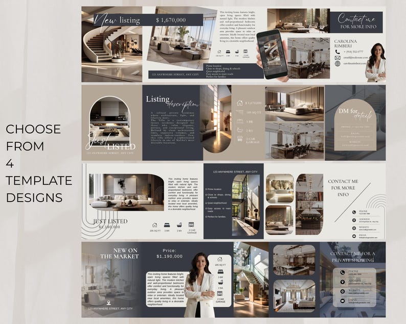 Just Listed Real Estate Instagram Carousel Template for Realtor ...
