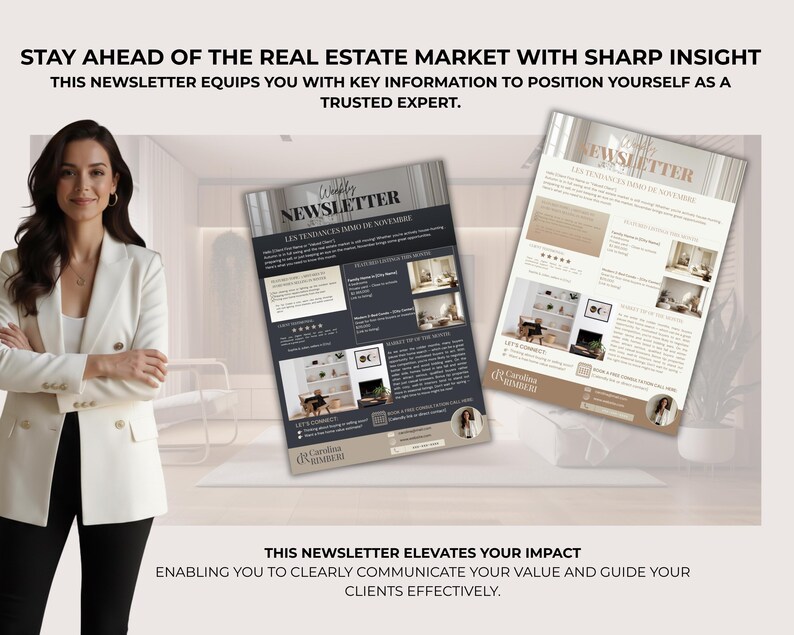 Real Estate Newsletter Template for Realtors | Editable Canva | Monthly ...