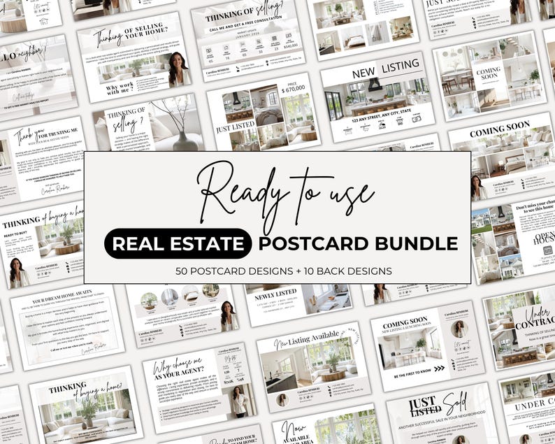 Real Estate Postcard Templates Bundle, Realtor Marketing Canva Editable ...