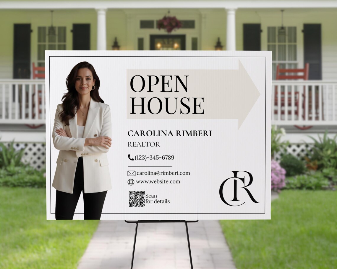 Realtor Open House Yard Sign Template, Editable in Canva (24x18 Inches ...