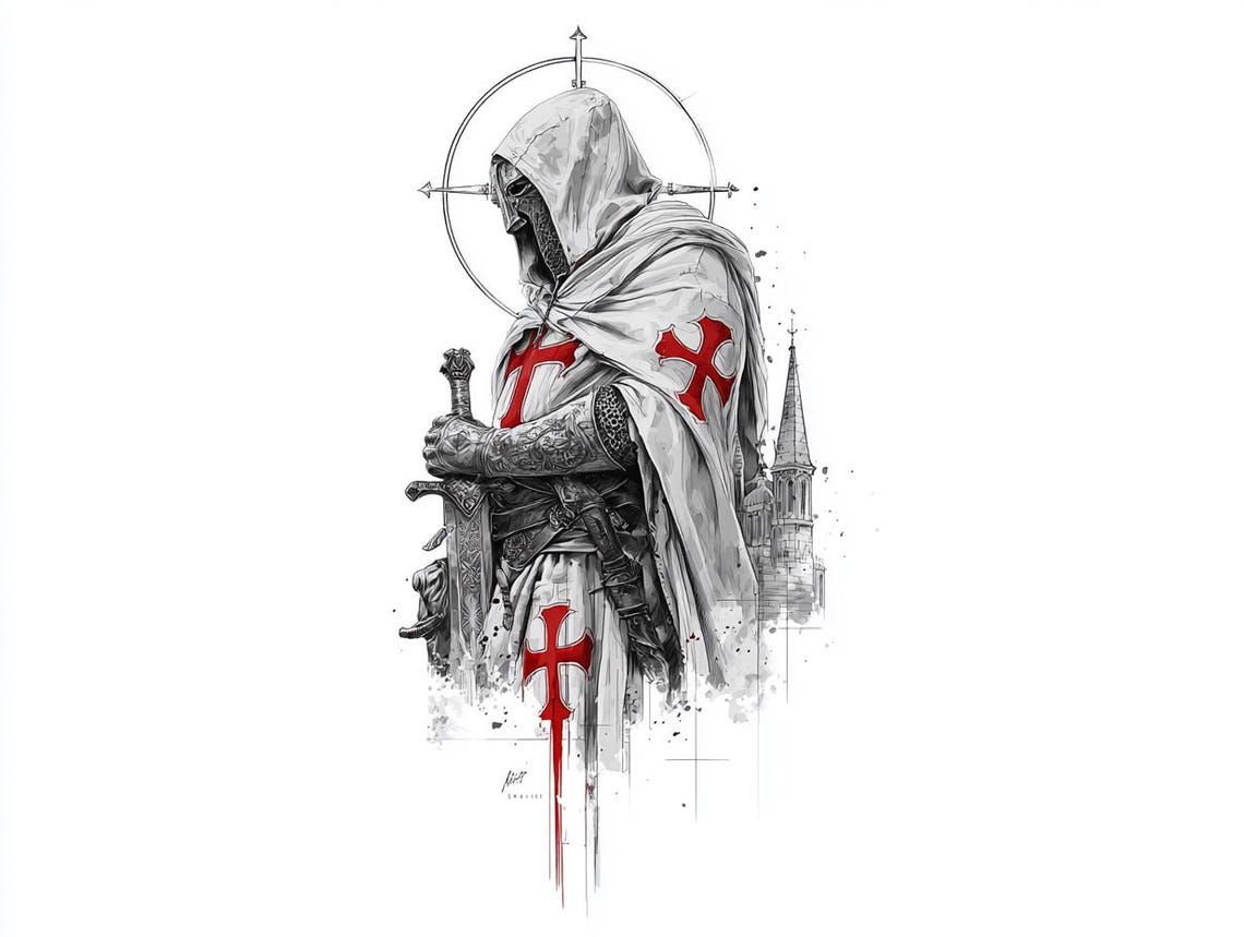 100 Templar Knight Tattoo Designs: Procreate Stencils (digital Download ...