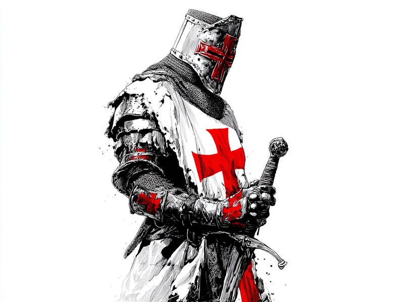 Templar Knight Tattoo Stencils: Medieval Warrior Design Bundle ...