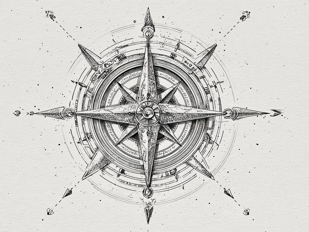 165 Compass Tattoo Design Bundle | Procreate Ready Tattoo Flash Pack ...