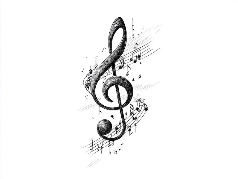 50 Treble Clef Tattoo Design Bundle | Procreate Ready Tattoo Flash Pack ...
