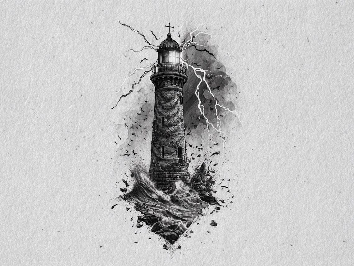 50 Lighthouse Tattoo Design Bundle | Procreate Ready Tattoo Flash Pack ...