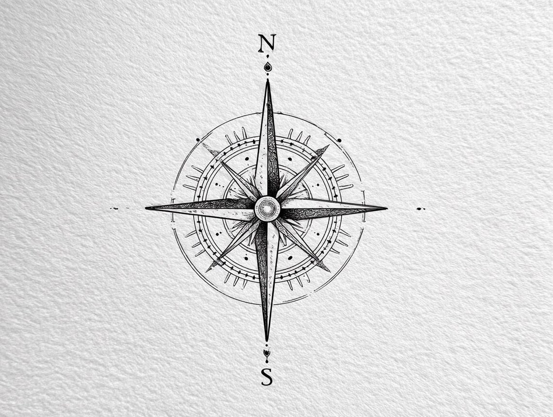 50 Compass Tattoo Design Bundle | Procreate Ready Tattoo Flash Pack ...