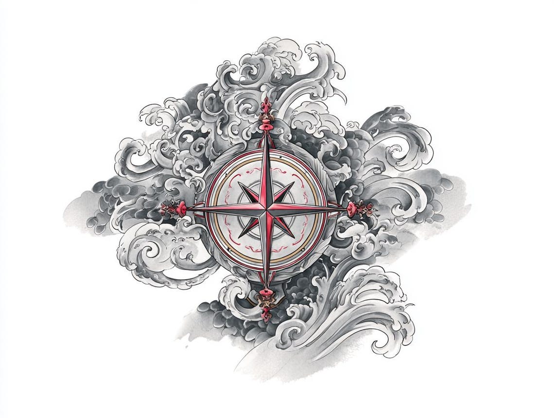 50 Compass Tattoo Design Bundle | Procreate Ready Tattoo Flash Pack ...