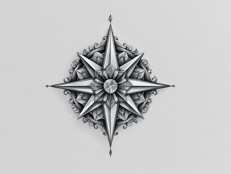 165 Compass Tattoo Design Bundle | Procreate Ready Tattoo Flash Pack ...