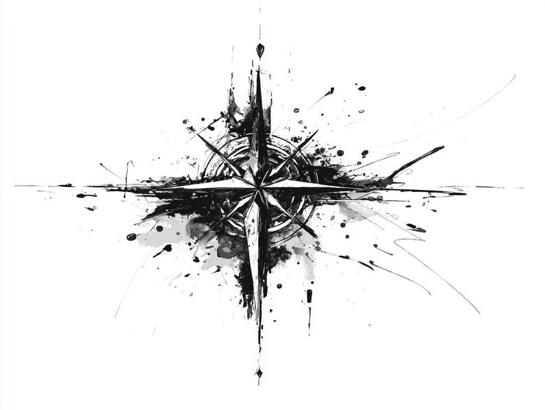 50 Compass Tattoo Design Bundle | Procreate Ready Tattoo Flash Pack ...